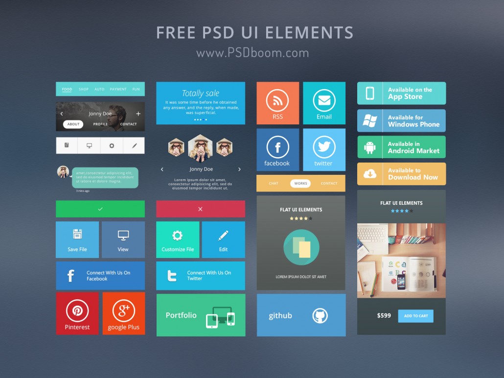 Free PSD Graphics Design Elements, Print Template UI Design.